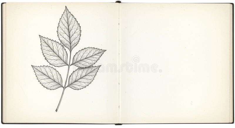 Open Sketchbook Displaying a Black and White Illustration of a Compound ...