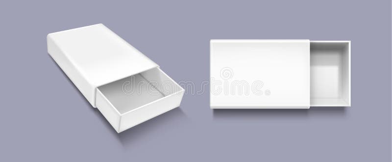 Open Slide Box Mockup. Realistic Vector Stock Illustration ...