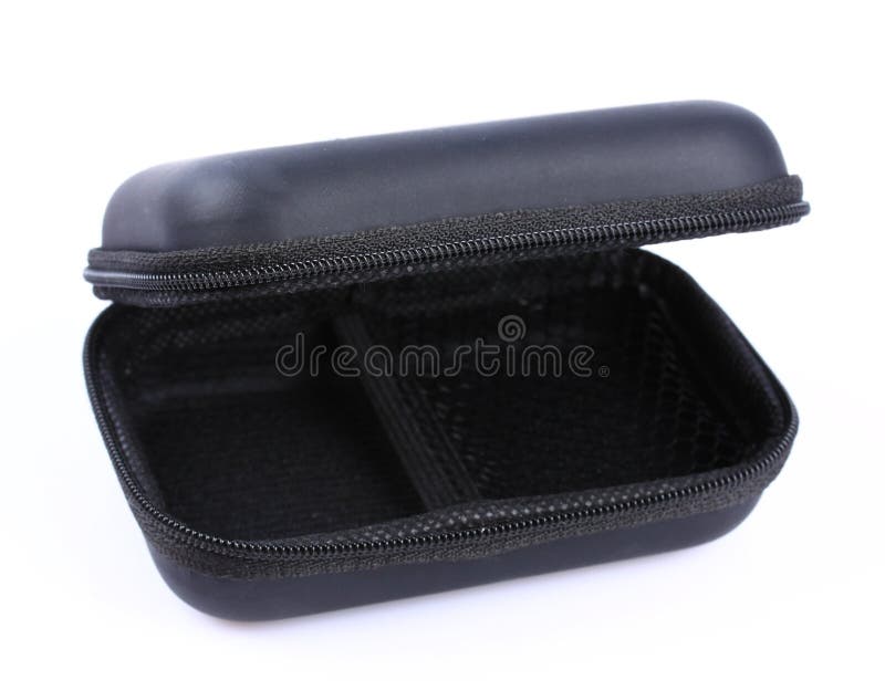 Open Small Black Square Case Withzipper Stock Image - Image of open ...