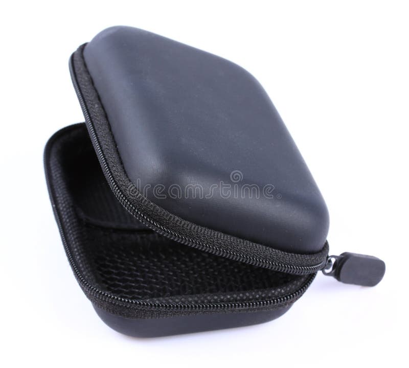 Open Small Black Square Case Withzipper Stock Image - Image of open ...