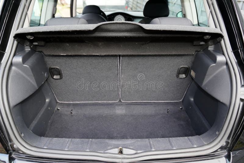 Open Small Black Trunk Rear in Modern Small City Car Stock Image ...
