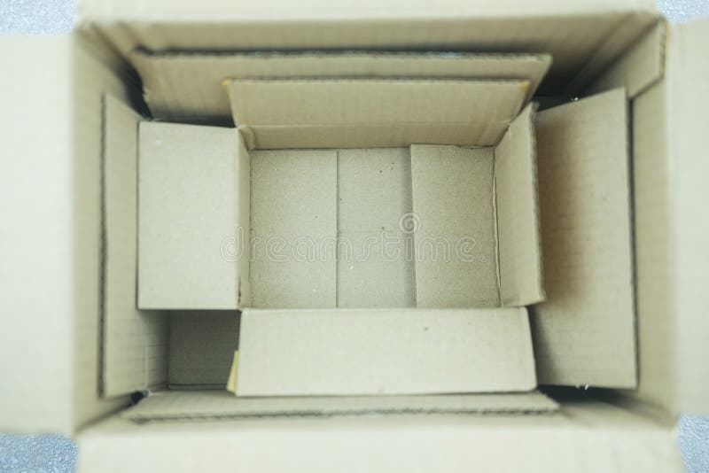 Open Small Cardboard Boxes Stacked Inside Stock Photo - Image of front ...
