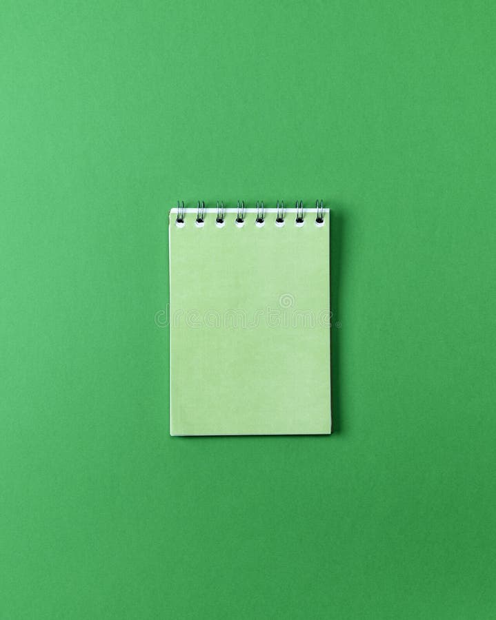 Open Small Empty Notebook on a Green Background Stock Photo - Image of ...