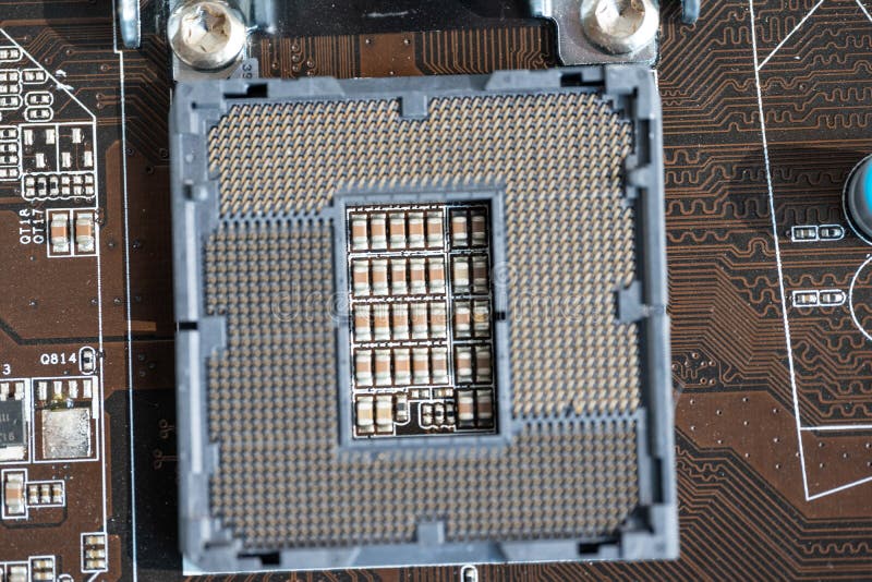 An Open Socket on the Motherboard without a Processor Stock Image ...