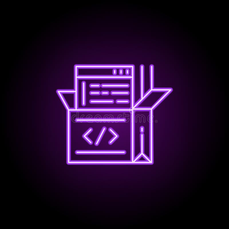 Open Source Code Icon. Elements of Web Development in Neon Style Icons ...
