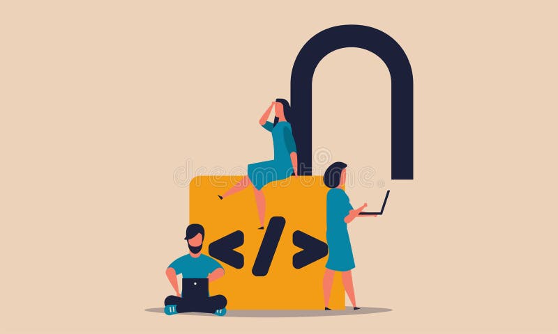 Open Source Code And Programming Online People On Lock Support Office