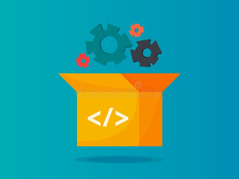 Open Source Concept. Box As Metaphor of Software Stock Vector ...