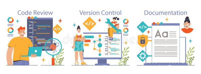 Open Source Set Software With Code Available For Use Modification Stock Illustration