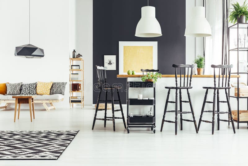 Open space with bar stools stock photo. Image of kitchen - 103946466