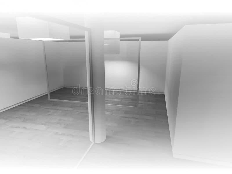 Open Space, Clean Room with Shapes in 3d, Business Space and Work Stock ...