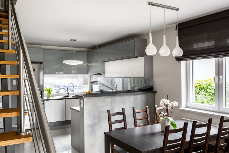 Open Space Design in Apartment Stock Photo - Image of kitchen, home ...