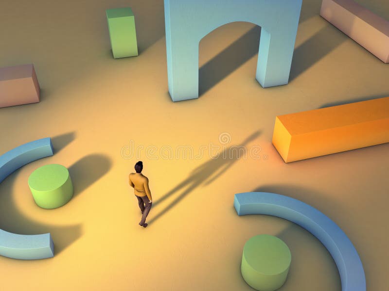 Open Space with Geometric Shapes Stock Illustration - Illustration of ...
