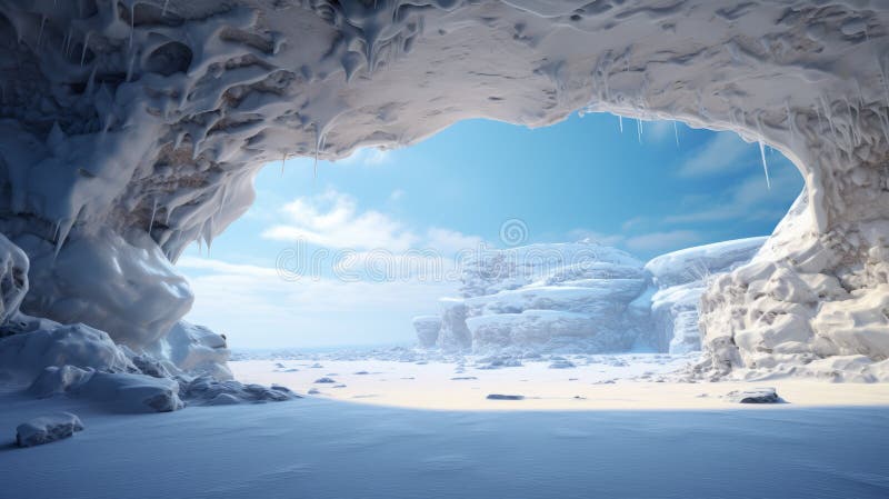 Open Space Ice Cave Fantasy Background - Unreal Engine Rendered Stock ...