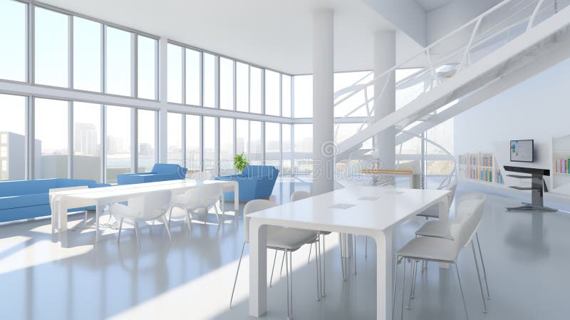 Open Space Interior of a Building Stock Illustration - Illustration of ...