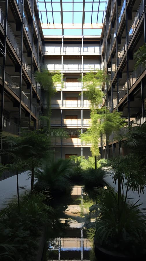 Open Space Interior of a Building Stock Illustration - Illustration of ...