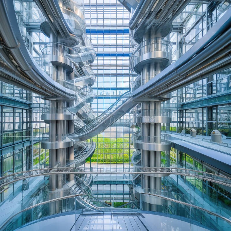 Open Space Interior of a Building Stock Illustration - Illustration of ...