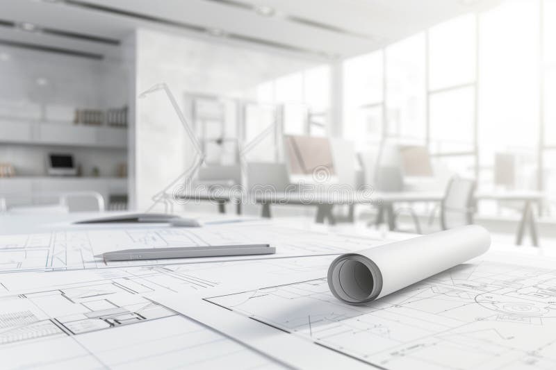 Architecture Engineering Design Plan Drawing Modern Office Interior ...