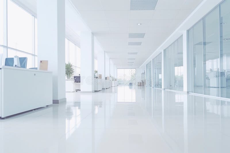 Open Space Light Office Interior, Abstract Modern Workplace ...