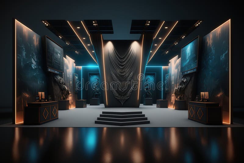 Open Space for Mega Virtual Expo or Project Showcase Stock Illustration ...