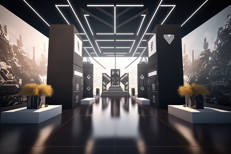 Open Space for Mega Virtual Expo or Project Showcase Stock Illustration ...