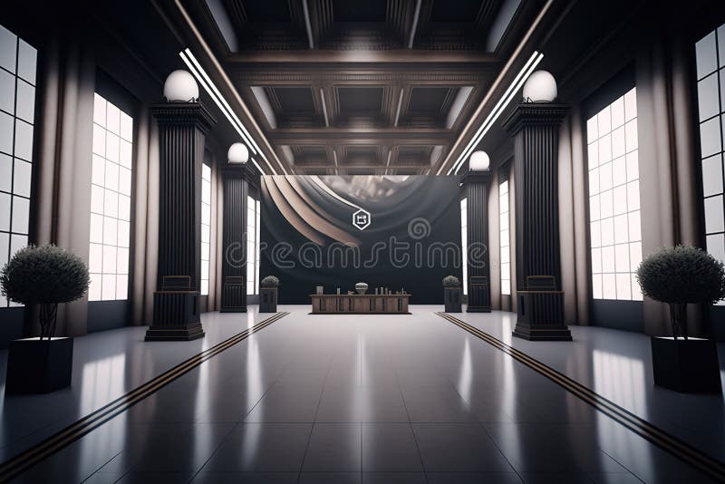 Open Space for Mega Virtual Expo or Project Showcase Stock Illustration ...