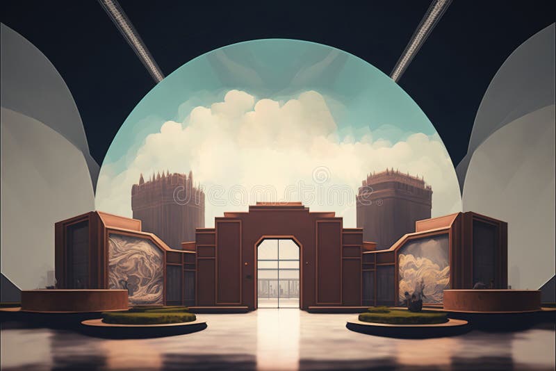 Open Space for Mega Virtual Expo or Project Showcase Stock Illustration ...