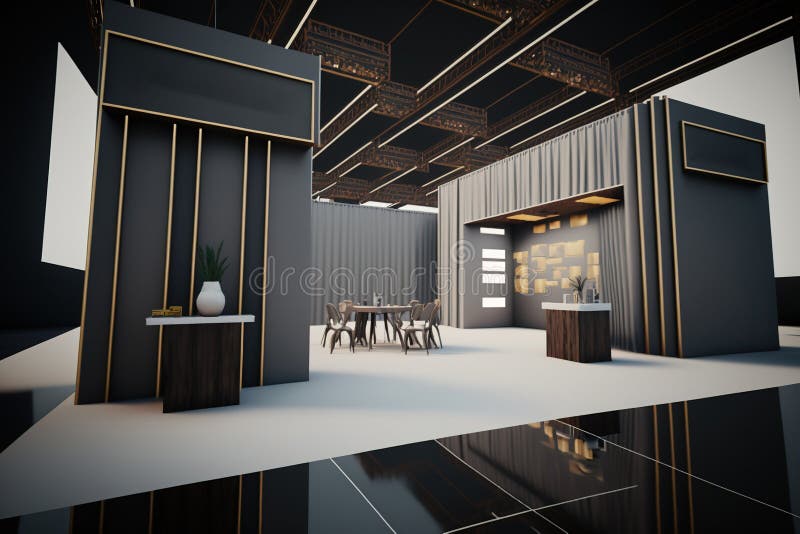 Open Space for Mega Virtual Expo or Project Showcase Stock Illustration ...