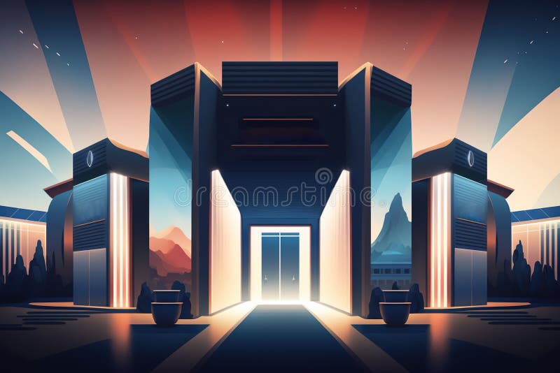 Open Space for Mega Virtual Expo or Project Showcase Stock Illustration ...