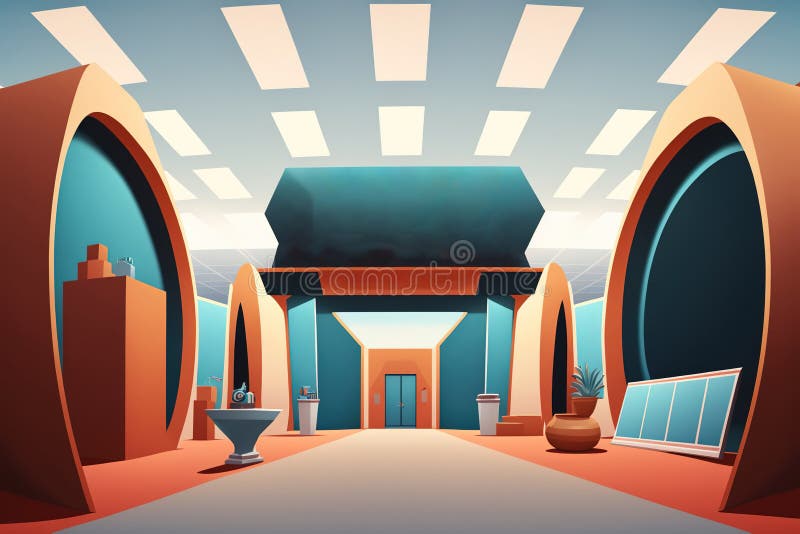 Open Space for Mega Virtual Expo or Project Showcase Stock Illustration ...