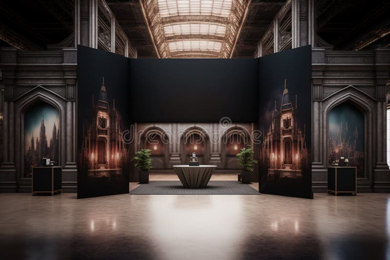 Open Space for Mega Virtual Expo or Project Showcase Stock Illustration ...