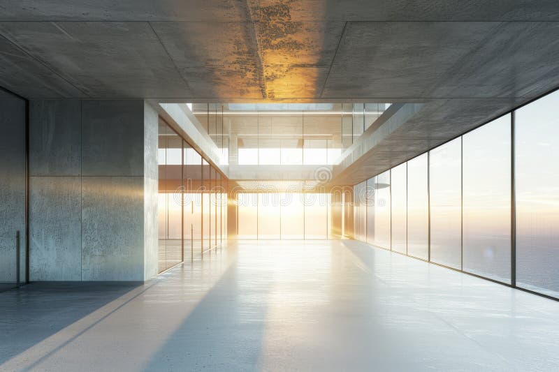 An Open Space with Minimalist Design, Concrete Walls, and Glass ...