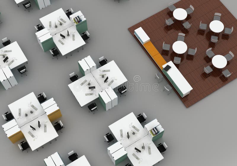 Open space office interior stock illustration. Illustration of building ...