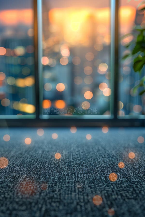 An Open-space Office Interior Showcases a Blurred Backdrop of Glass ...