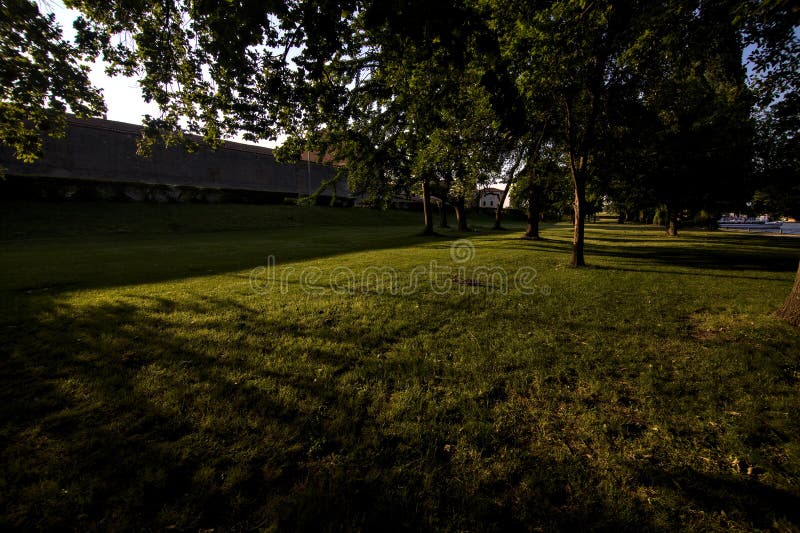 Open Space in a Park at Sunset Stock Photo - Image of outdoor ...