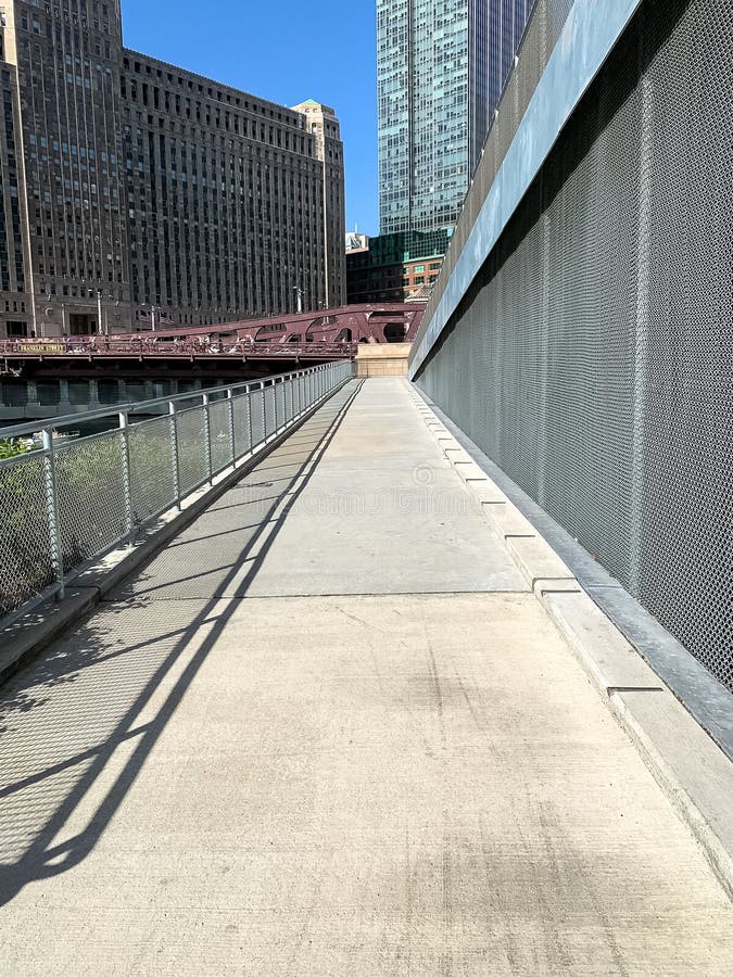 Open Space on a Ramp Along Chicago River Stock Image - Image of modern ...