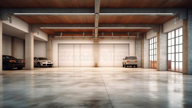 Open Spacious Empty Garage. Generative AI Stock Illustration ...