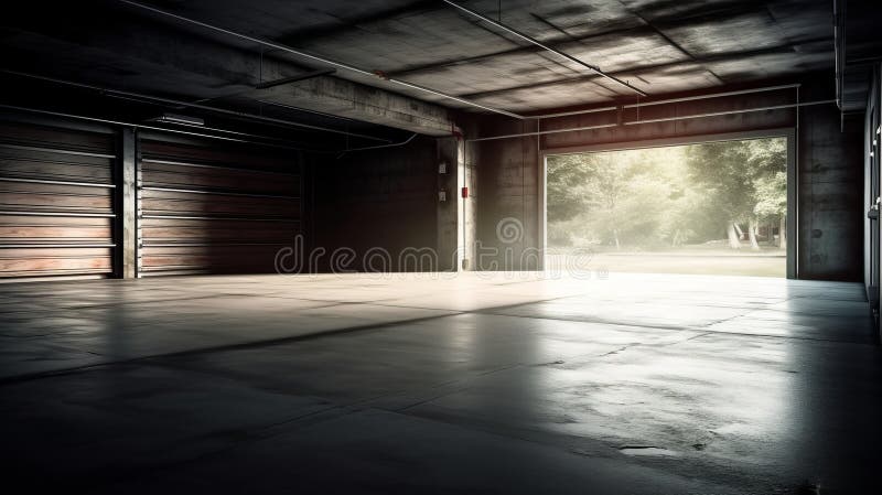 Open Spacious Empty Garage Photorealistic. Al Generated Stock ...