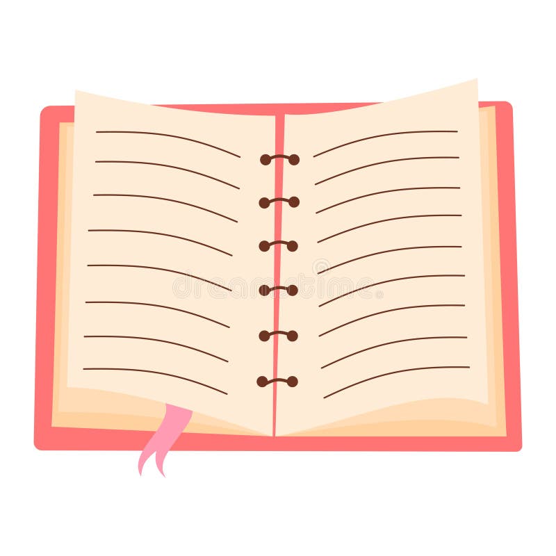 Open Spiral-bound Book with Bookmark. Ring-bound Notebook Stock Vector ...