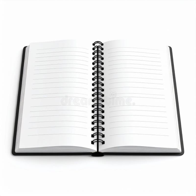 Open Spiral-Bound Notebook with Blank White Pages Stock Illustration ...