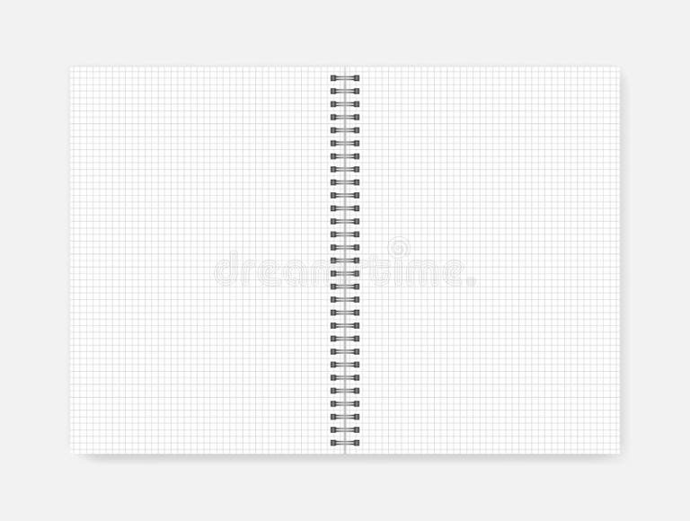 Open Spiral Bound White A4 Notepad with Squared Sheets, Mockup Stock Vector - Illustration of ...