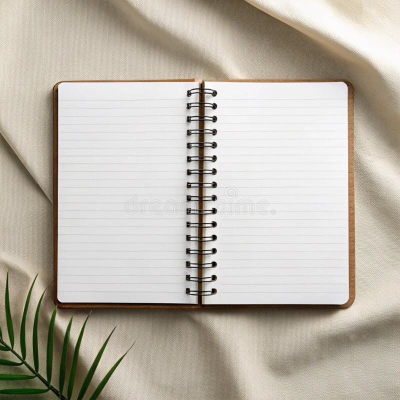 Open Spiral Notebook with Lined Pages on Fabric Background Stock ...