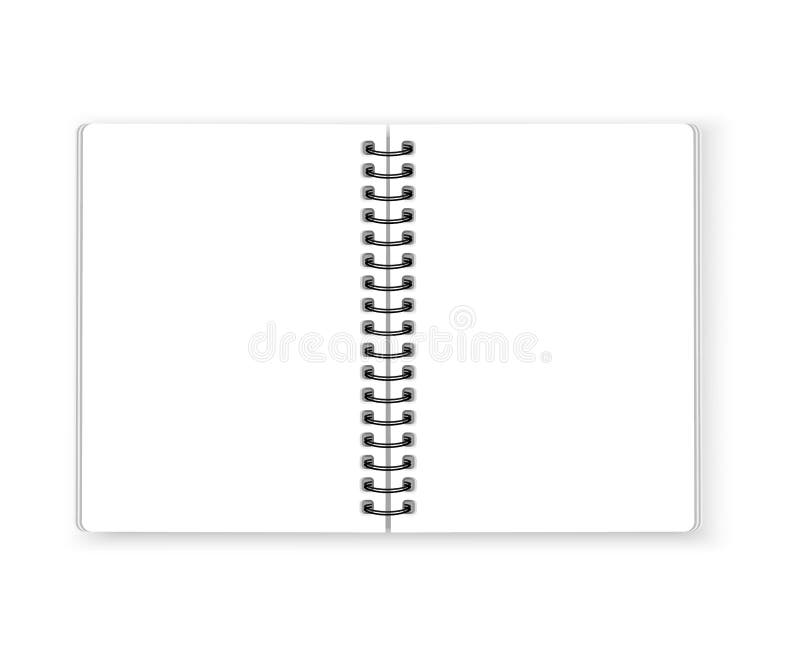 Open Spiral Notebook with Tab Divider Pages Mock-up. White Blank Wire ...