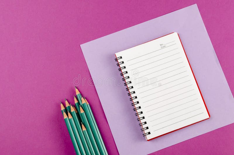 Open Spring Loaded Notebook Pencils Pink Background Stock Photos - Free ...