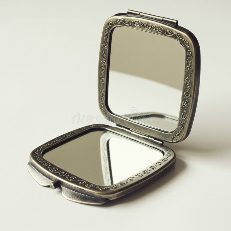 An Open Square Compact Mirror with Two Reflective Surfaces is Depicted. the Case Stock ...