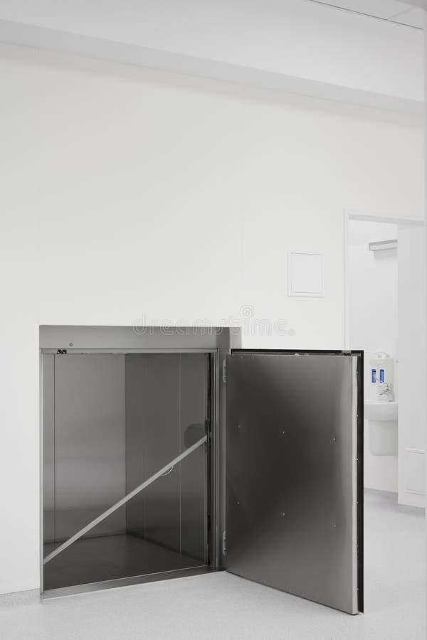 Open Stainless Steel Lift in a Cleanroom Stock Photo - Image of ...
