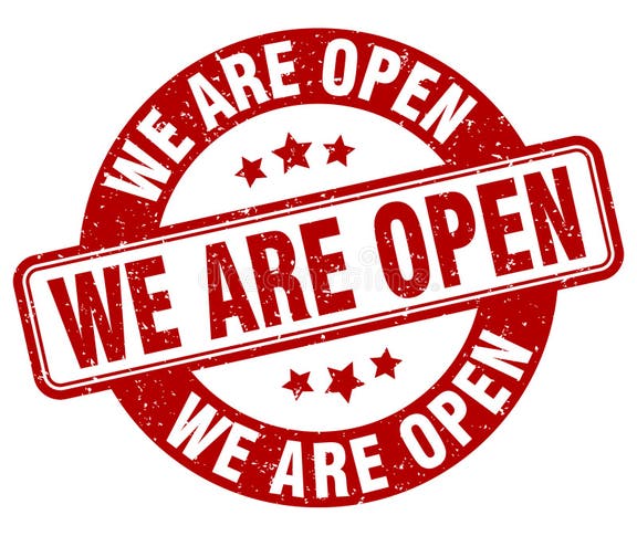 We are Open Stamp. we are Open Label. Round Grunge Sign Stock Vector ...