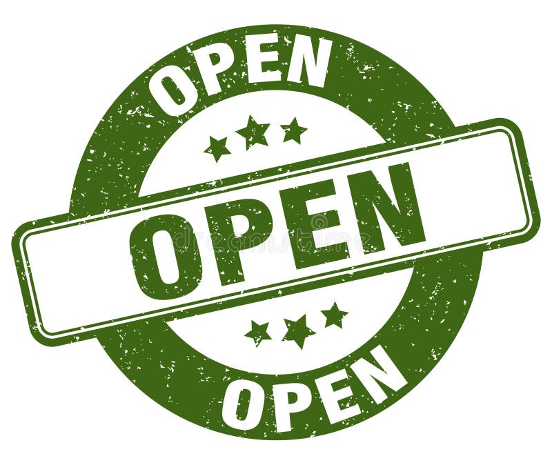 Open Stamp. Open Label. Round Grunge Sign Stock Vector - Illustration ...