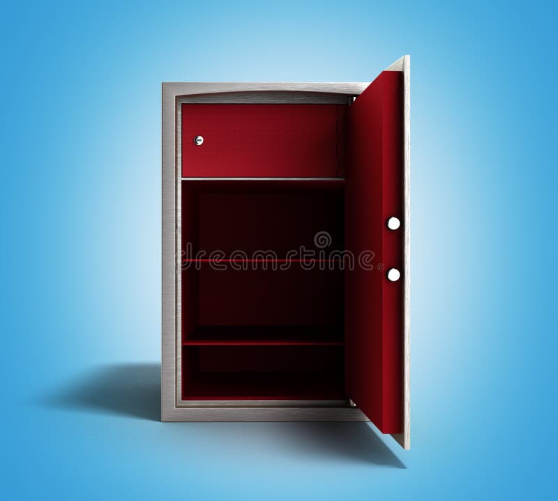 Open Steel Safe Isolated on White Background. 3D Illustration Stock ...