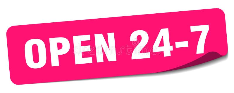 Open 24 7 Sticker. Open 24 7 Label Stock Vector - Illustration of ...