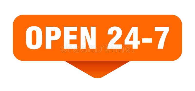 Open 24 7 Sticker. Open 24 7 Sign on Transparent Background Stock ...